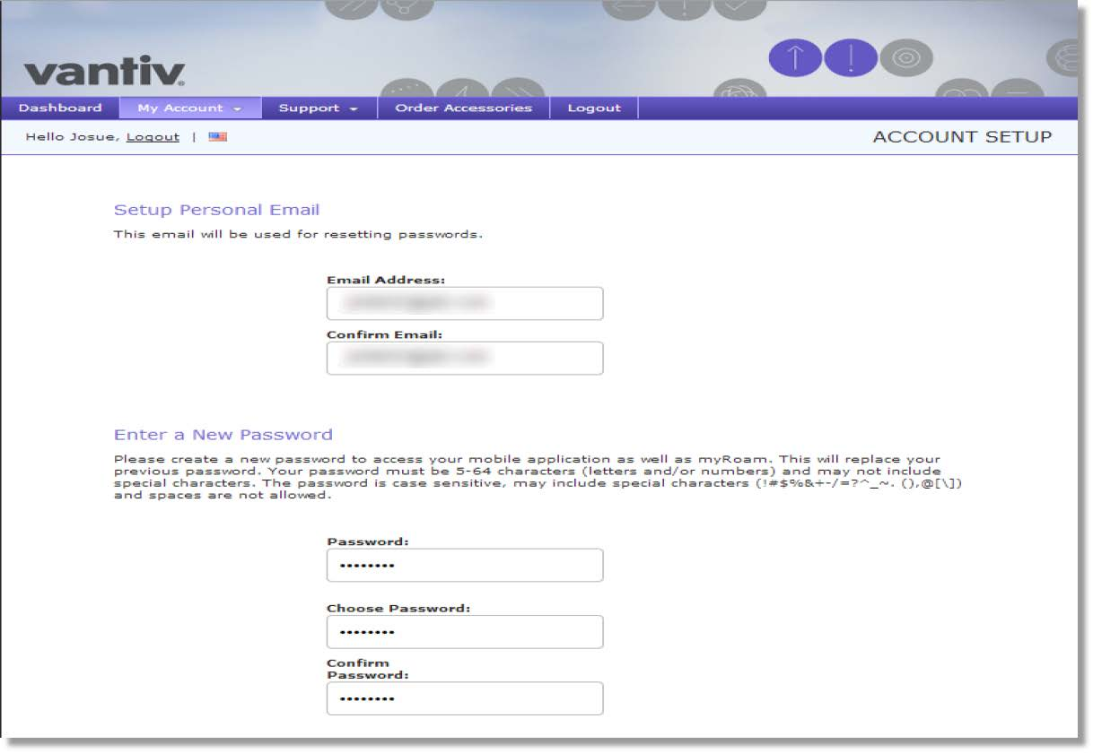 Change your Vantiv Mobile Accept password using the web interface - Asecare